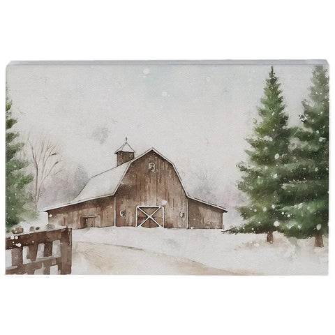 SIncere Surroundings Winter Barn Scene - Small Talk Rectangle ...